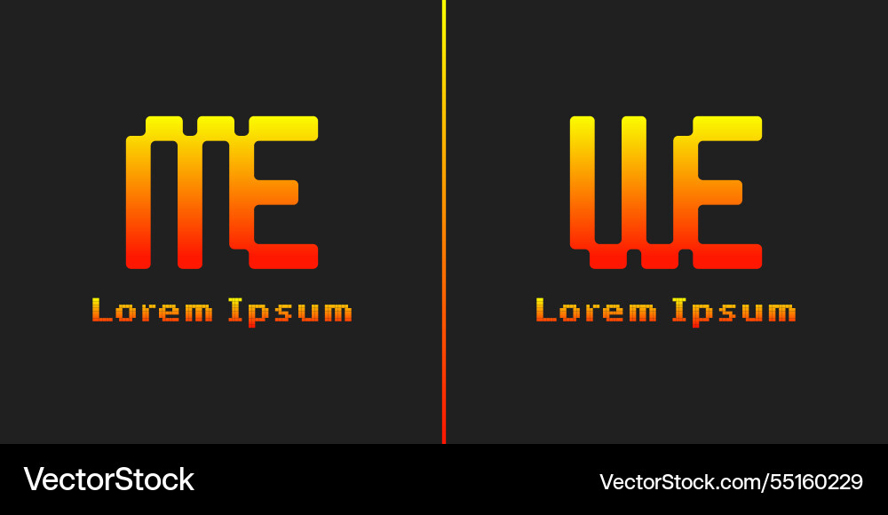 Letters me and we pixel monogram logo suitable Vector Image