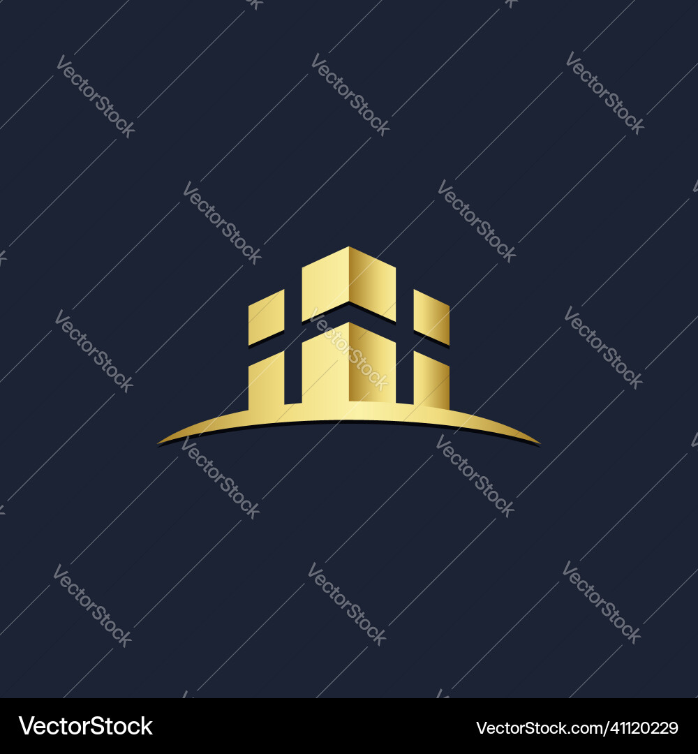 Modern building gold logo Royalty Free Vector Image