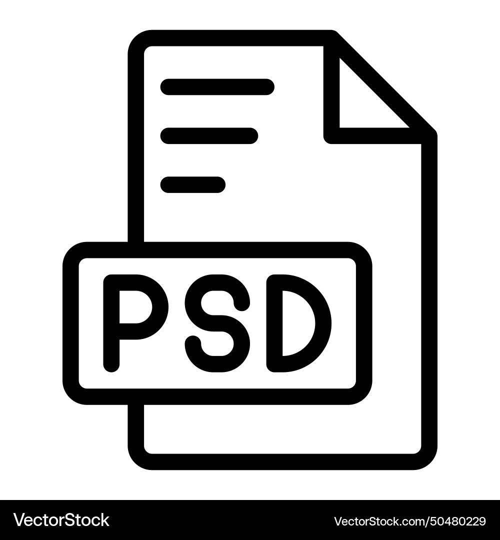 Psd icon outline style design image file Vector Image