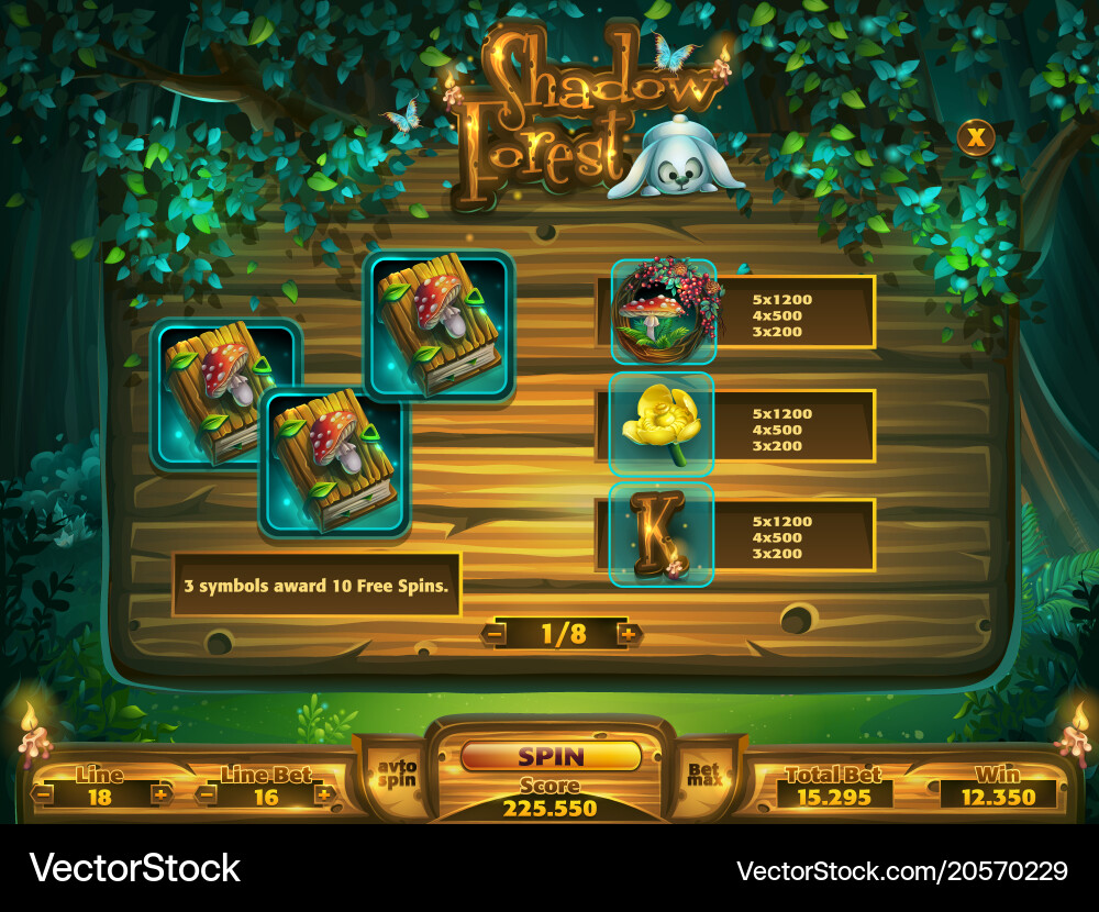 Shadowy Forest Slots Game Royalty Free Vector Image
