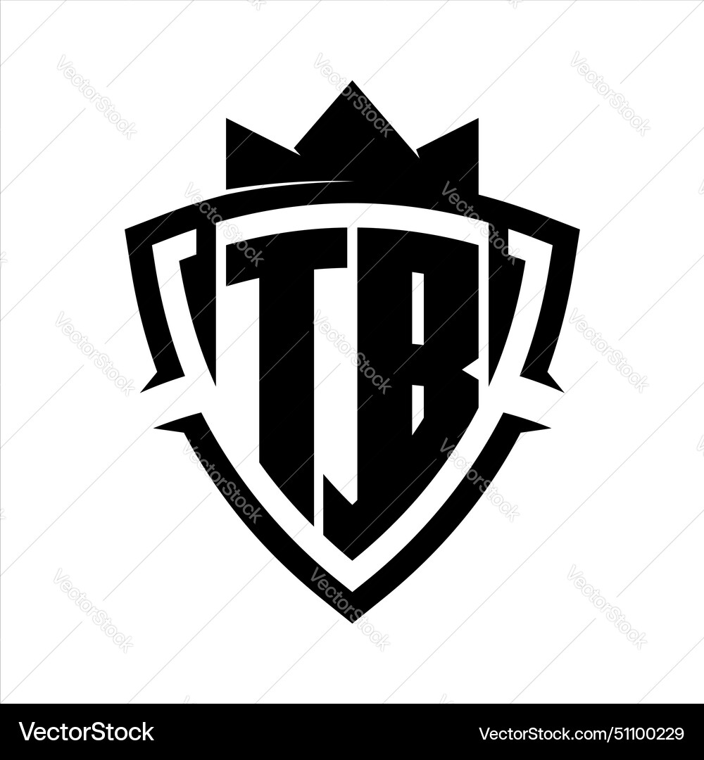 Tb letter bold monogram triangle curve shield Vector Image