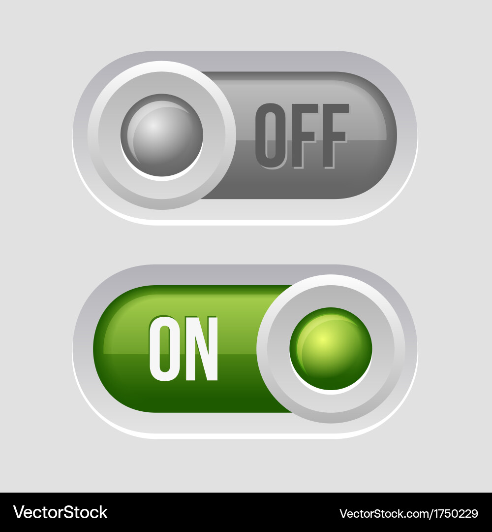 Toggle switch sliders on and off position Vector Image