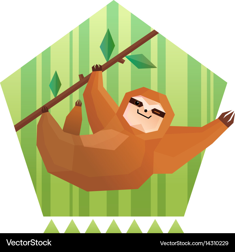 Tree sloth pentagon composition Royalty Free Vector Image