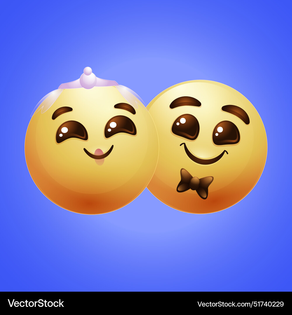 Two smiley faces next to each other on blue Vector Image