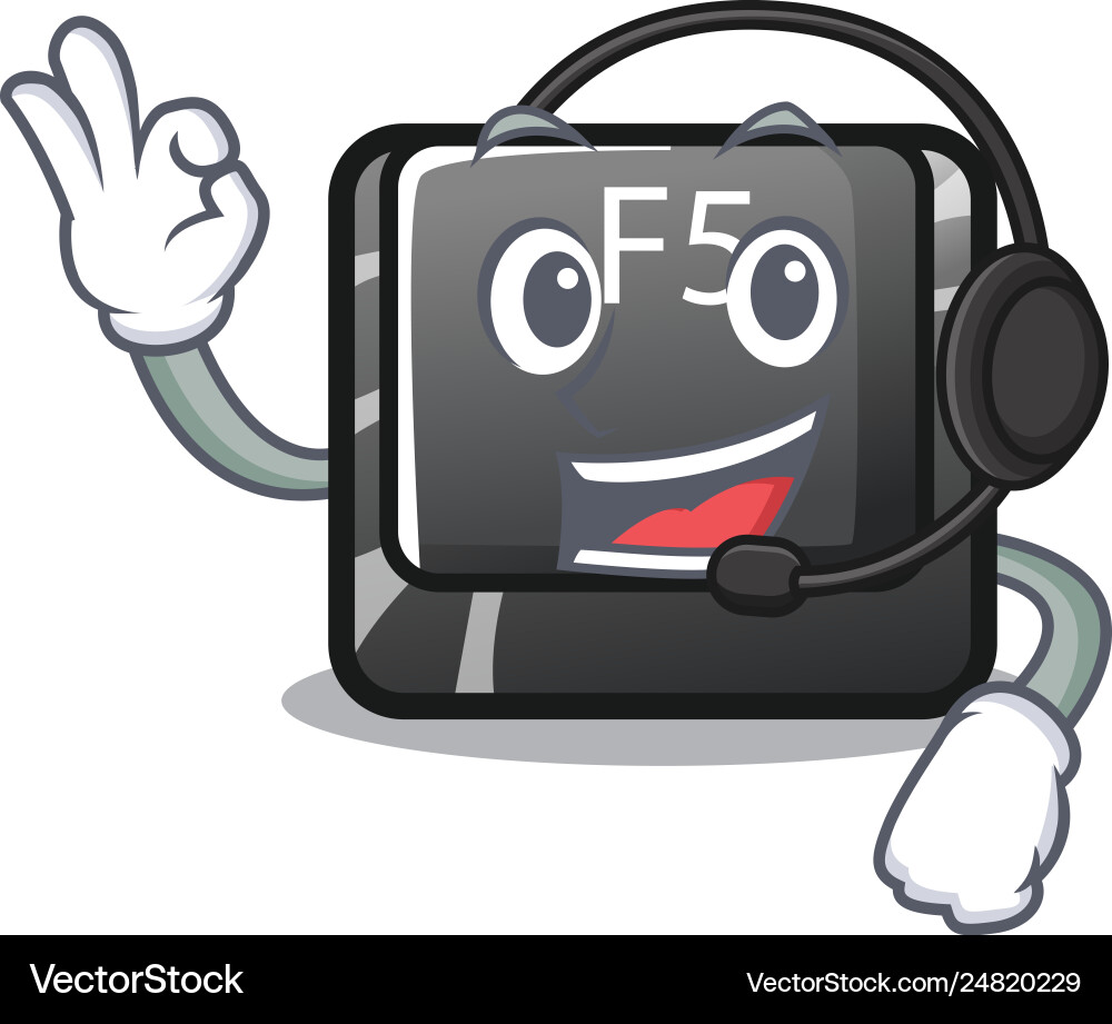 With headphone longest f5 button on cartoon Vector Image