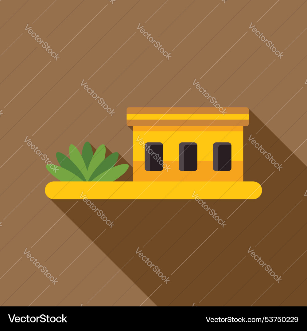 Yellow building standing on brown ground Vector Image
