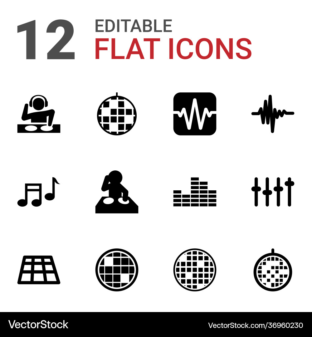 12 disco icons Royalty Free Vector Image - VectorStock