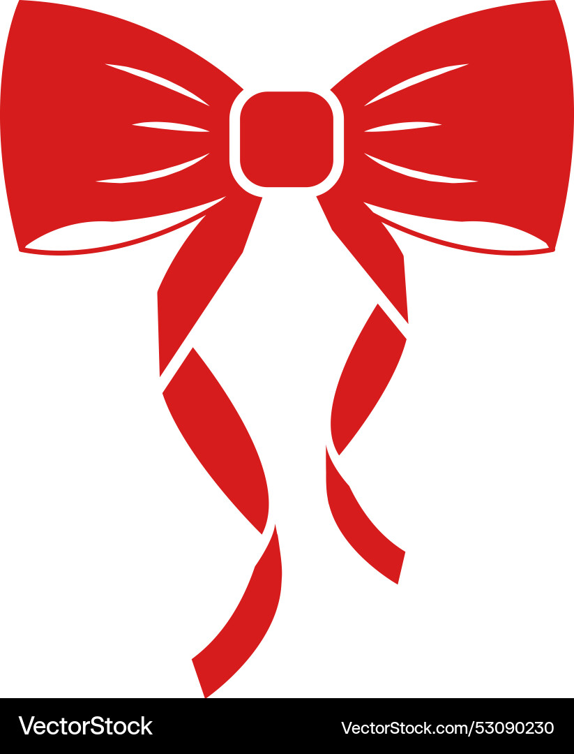 Decorative bow icon red ribbon knot Royalty Free Vector