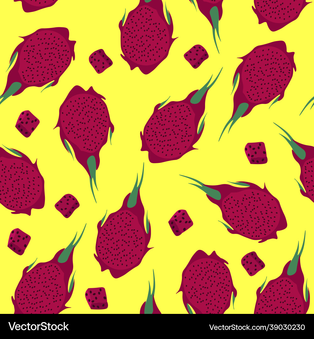 Dragon fruit seamless pattern Royalty Free Vector Image