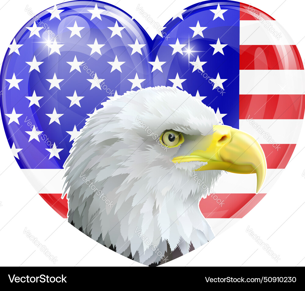 Eagle american love heart Royalty Free Vector Image