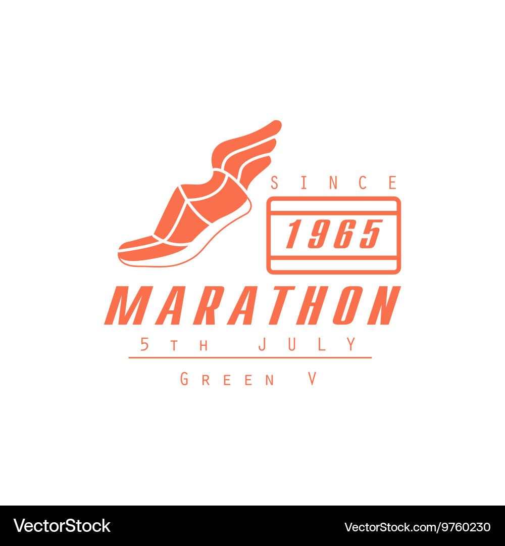 Marathon running orange label design Royalty Free Vector
