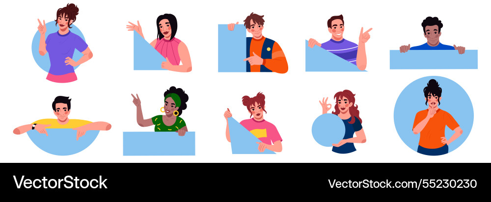 Person looking down shows face in geometric shape Vector Image