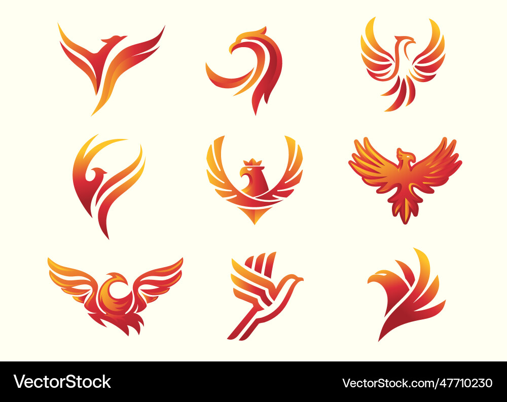 Phoenix bird logo Royalty Free Vector Image - VectorStock