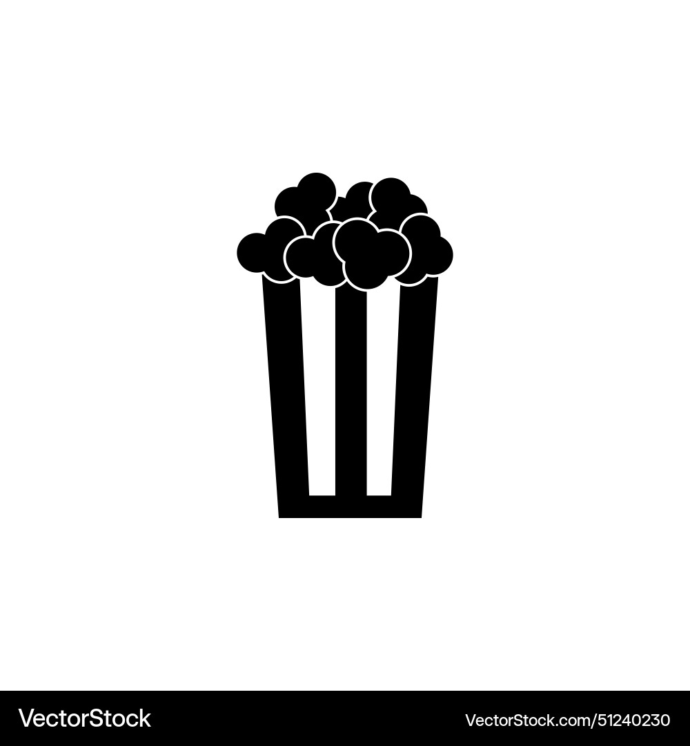 Popcorn bucket pop corn box flat icon Royalty Free Vector