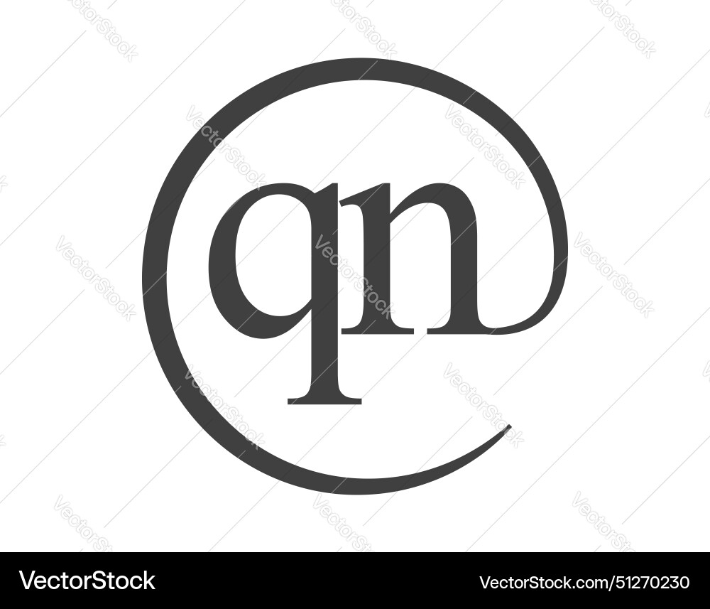 Qn logo from two letter with circle shape email Vector Image