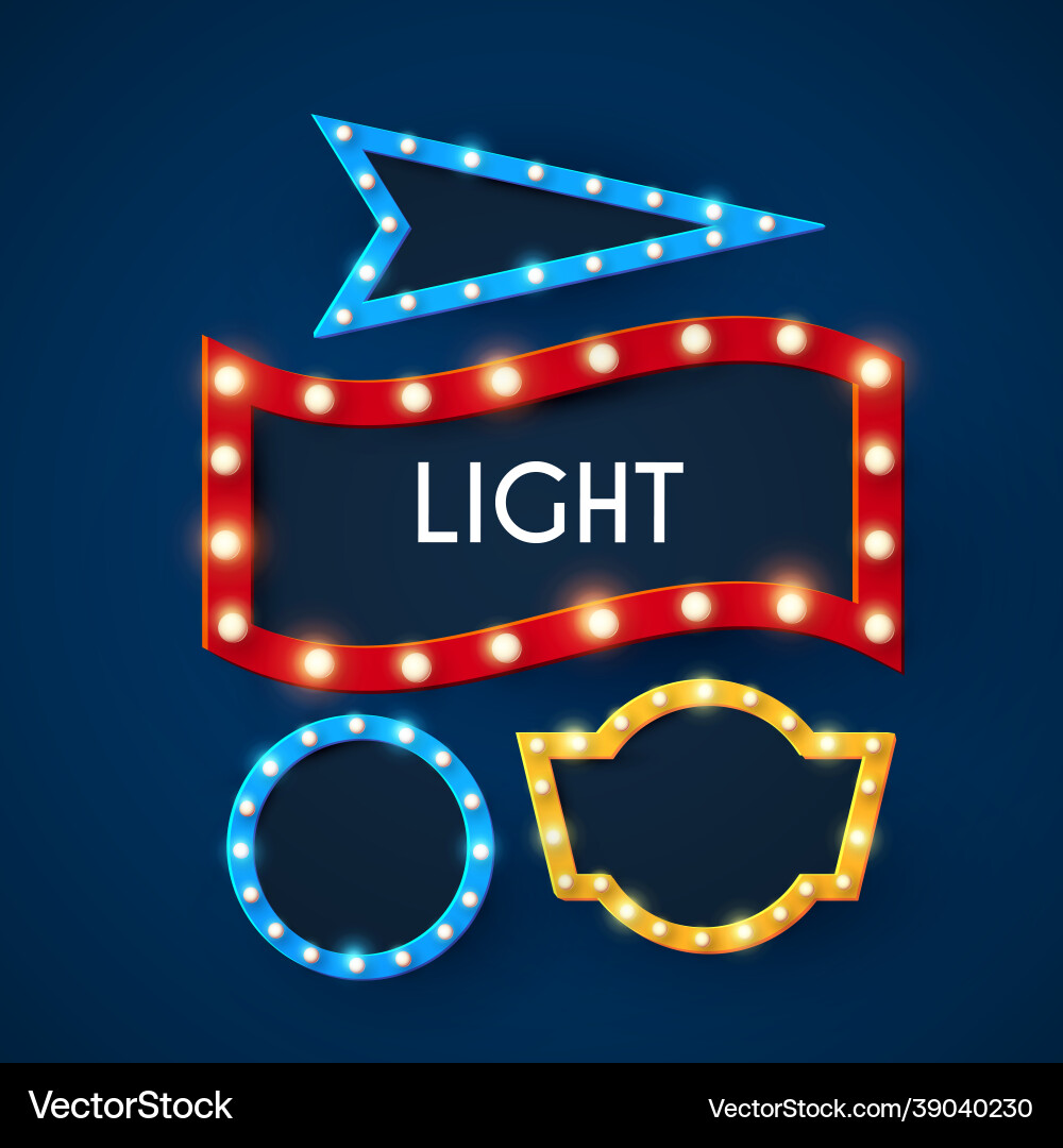 Realistic shining banner light frame retro Vector Image