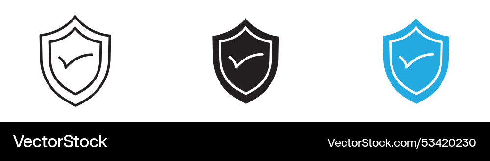 Shield check icon thin line Royalty Free Vector Image