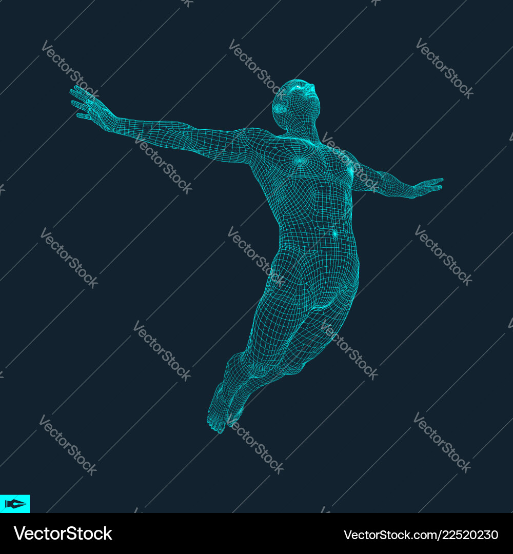 Silhouette of a jumping man 3d model Royalty Free Vector