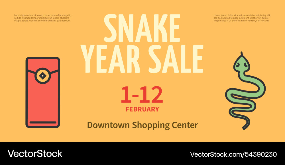 Snake new year sale concept horizontal invitation Vector Image