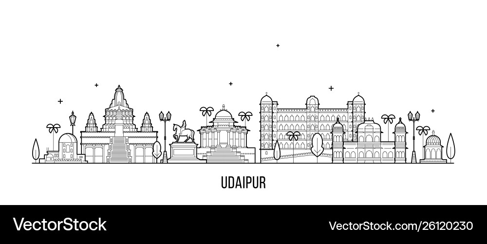 Udaipur skyline rajasthan india big city Vector Image