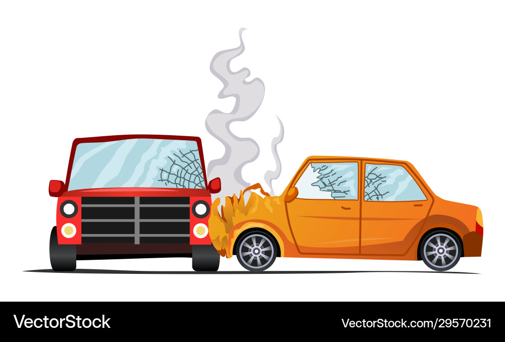 Accident on road car damaged vehicle Royalty Free Vector