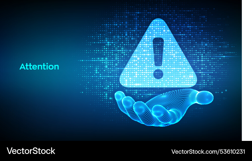 Attention symbol made with binary code Royalty Free Vector