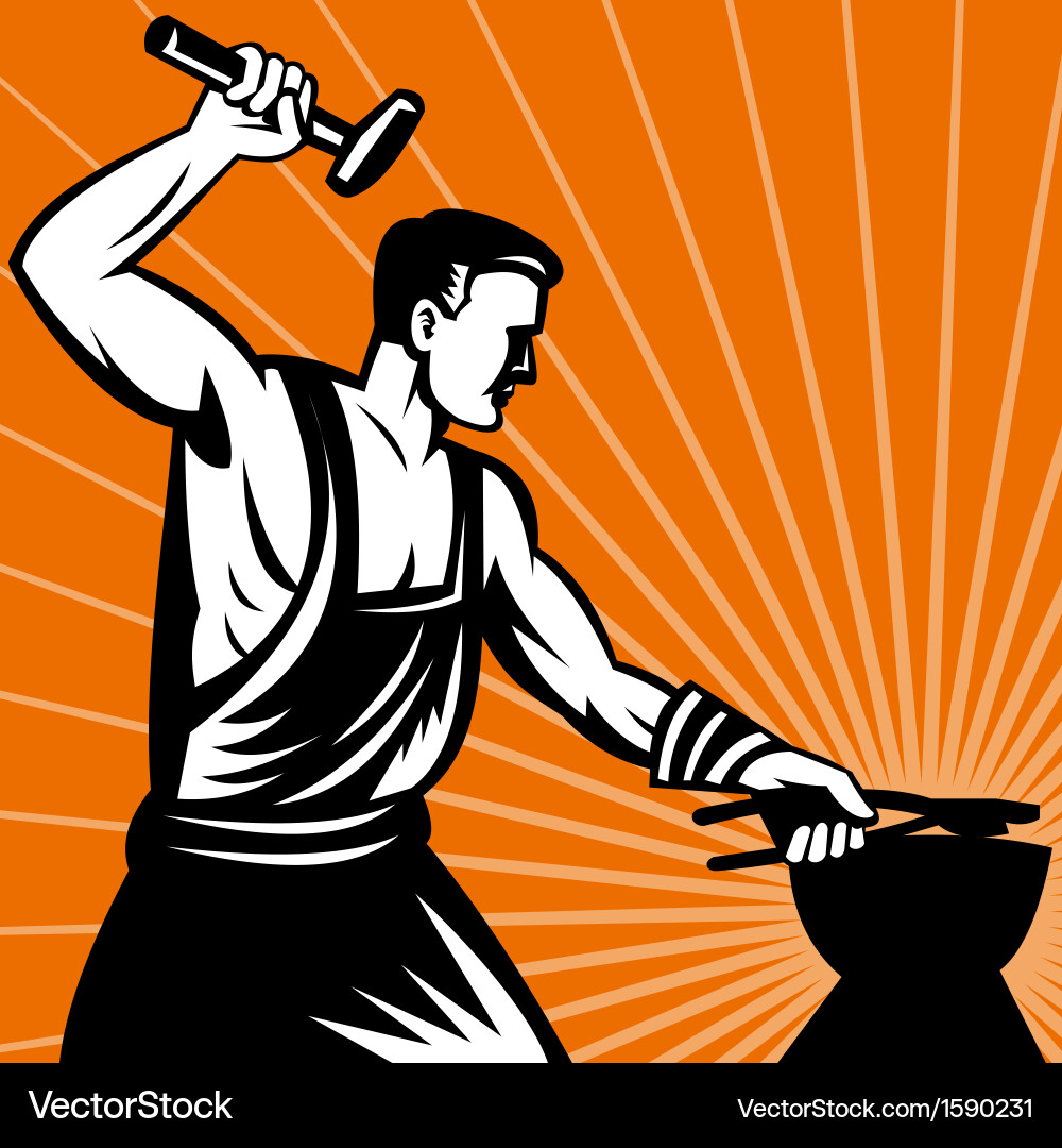 Blacksmith with hammer Royalty Free Vector Image