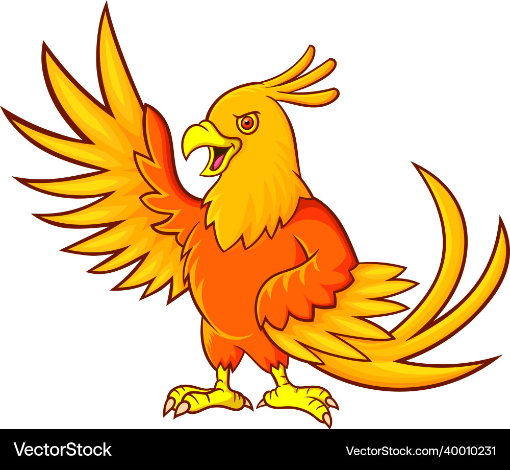 Cartoon phoenix bird on white background Vector Image