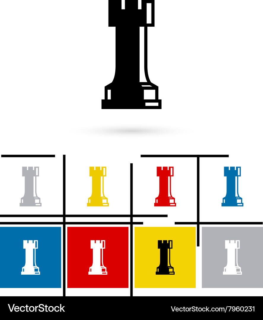 Chess Rook Icon - Black and White Royalty Free Vector Image