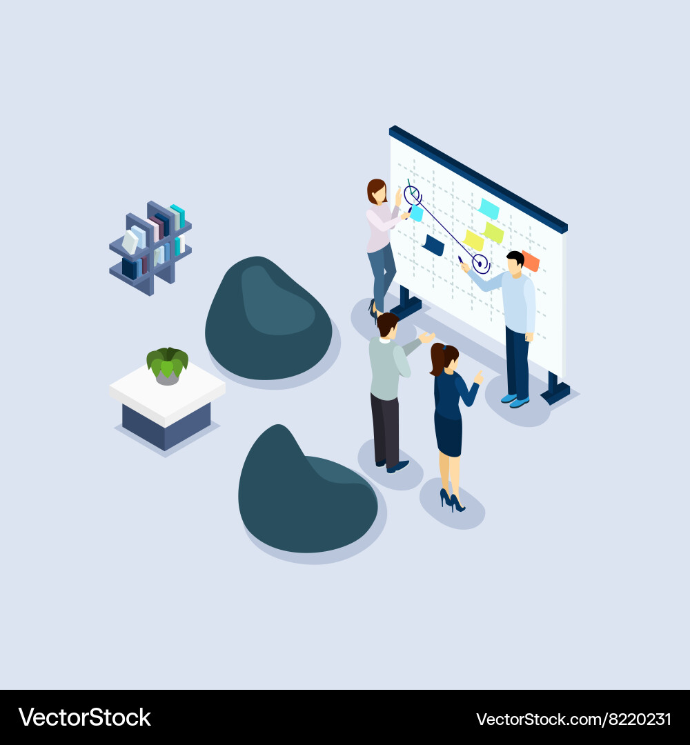 Coworking space environment office isometric Vector Image