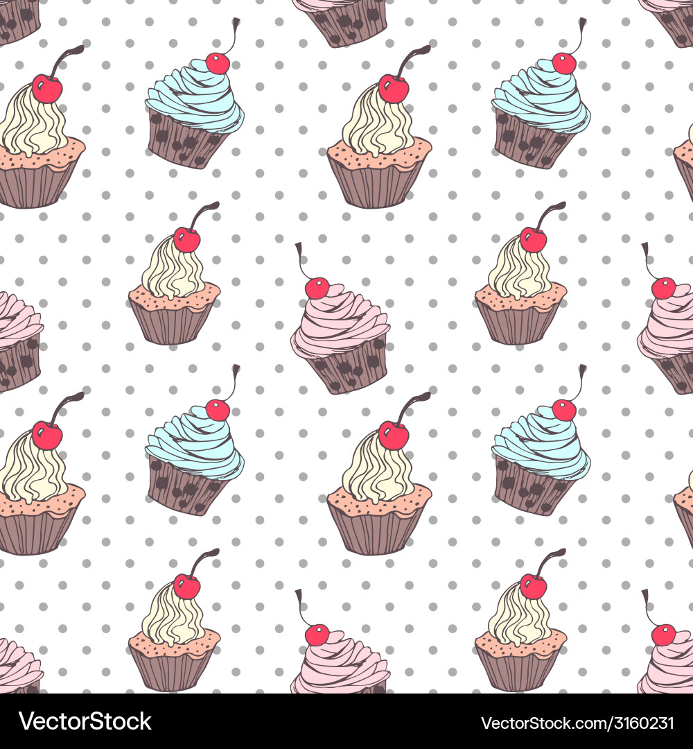 Cute Cupcake Pattern Royalty Free Vector Image