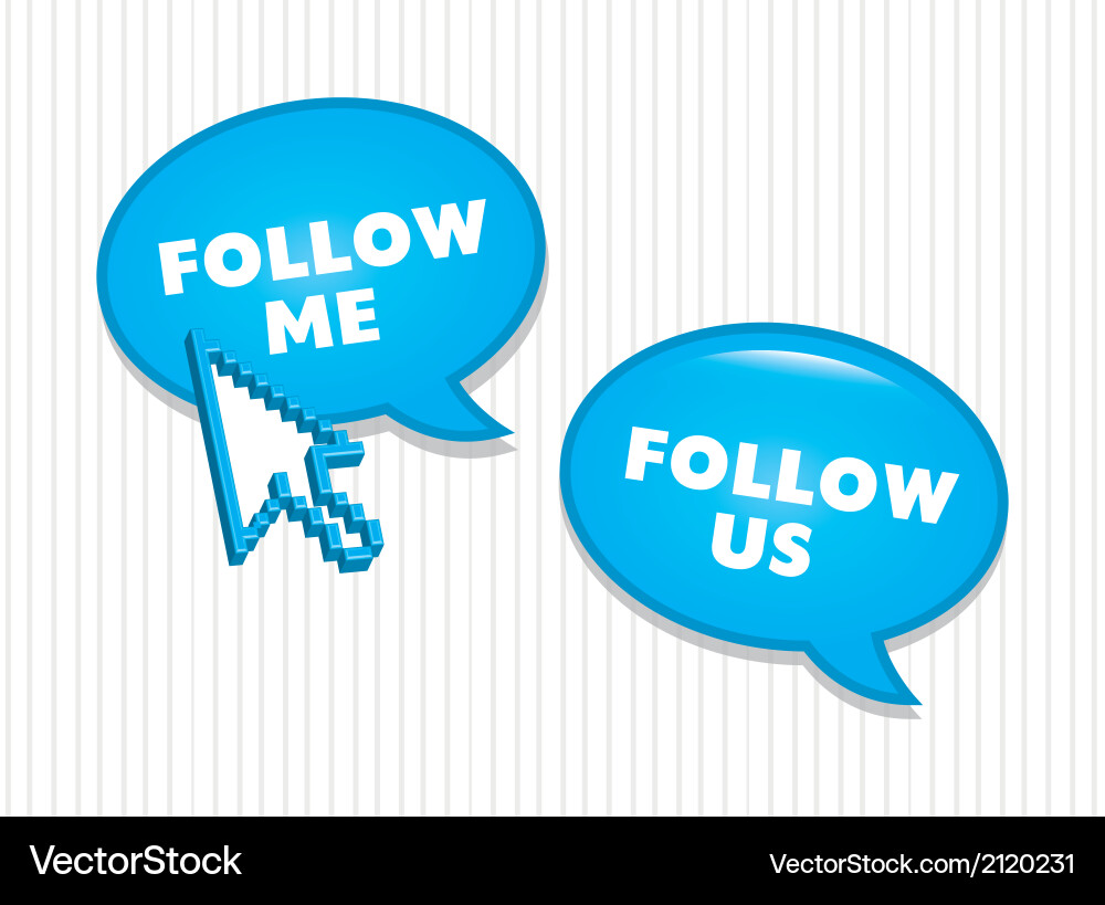 Follow us and me icons Royalty Free Vector Image
