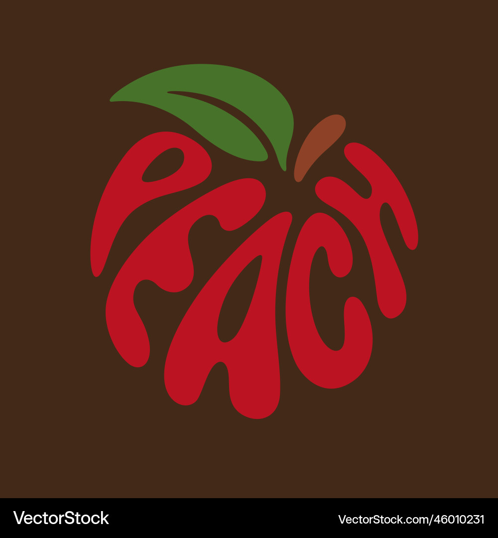 Fresh peach fruit typography sign Royalty Free Vector Image