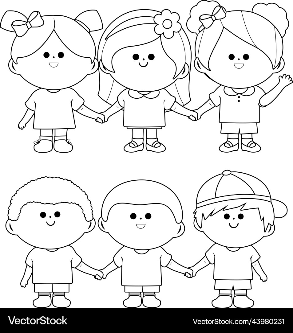 Group of children holding hands Royalty Free Vector Image