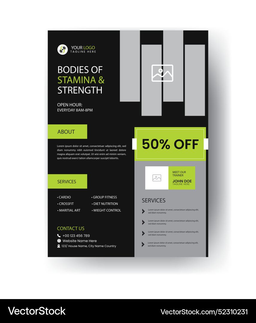 Gym class flyer abstract workout layout Royalty Free Vector