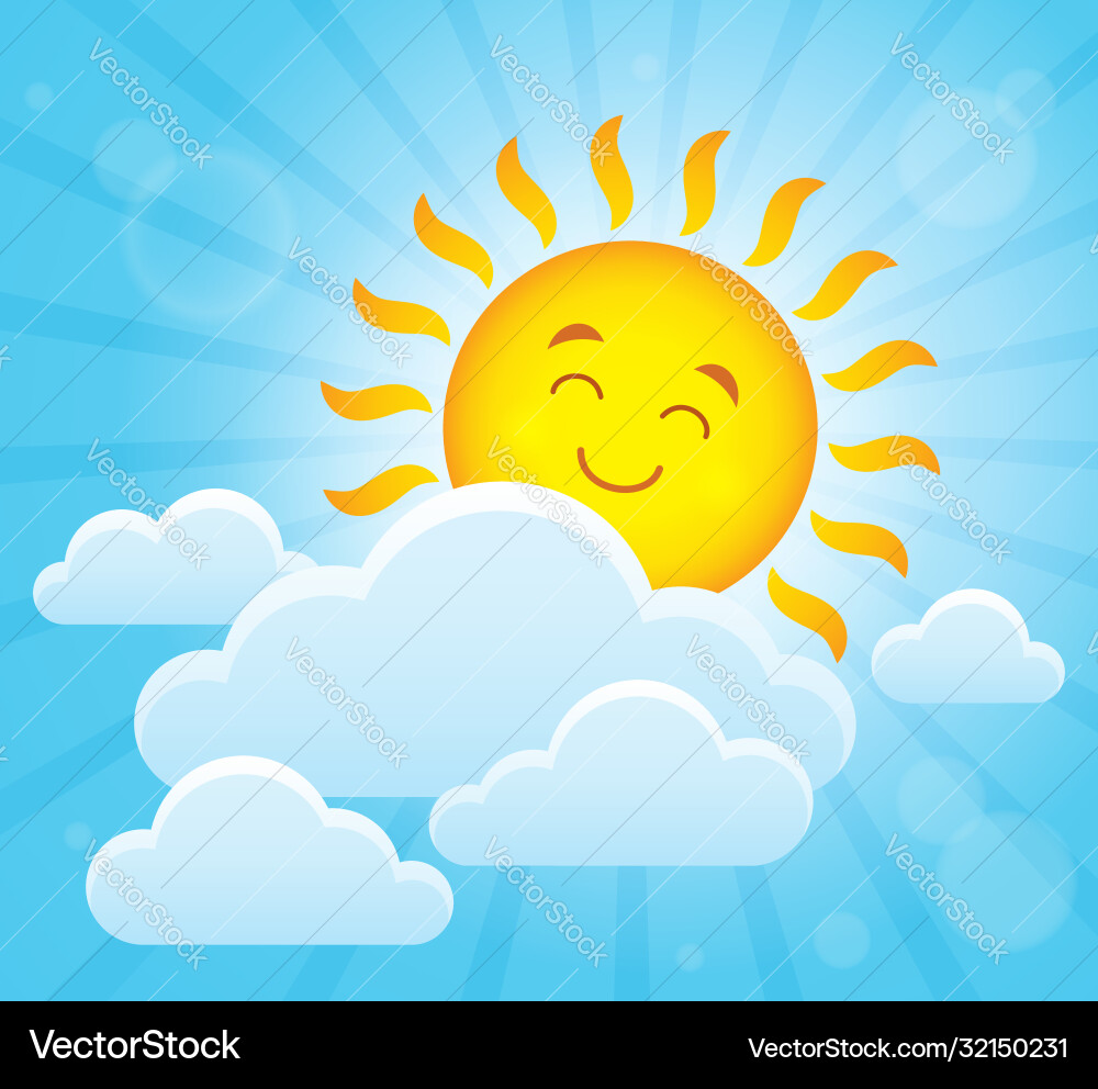 Happy sleeping sun theme image 2 Royalty Free Vector Image