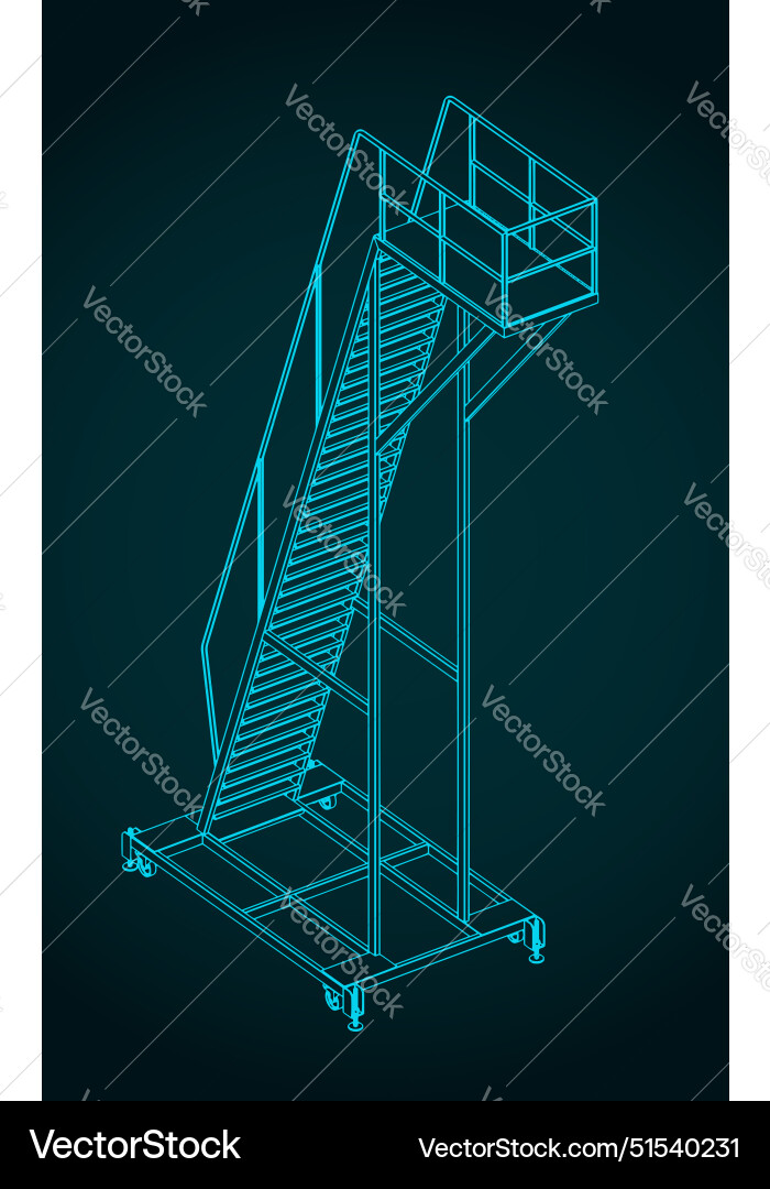Mobile work platform isometric blueprint Vector Image