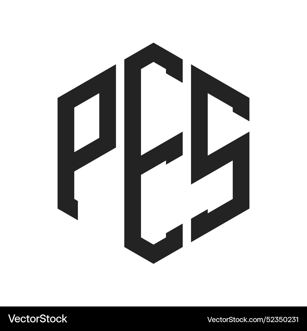 Pes logo design initial letter monogram Royalty Free Vector