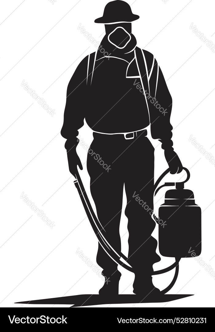 Pest purger fumigating man icon bug buster logo Vector Image