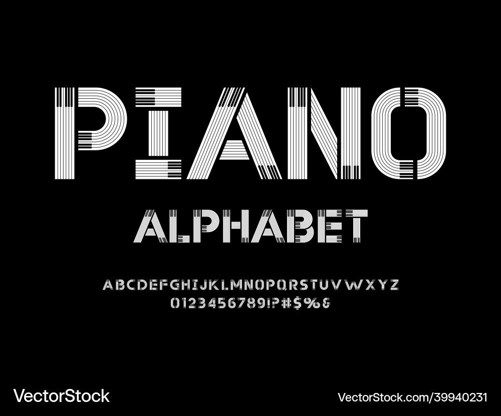 Piano font Royalty Free Vector Image - VectorStock