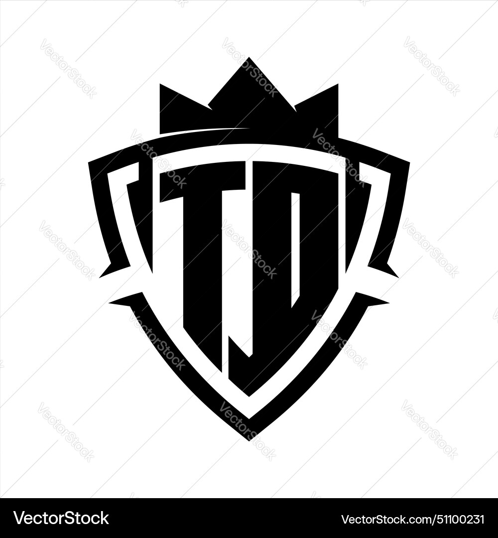 Td letter bold monogram triangle curve shield Vector Image