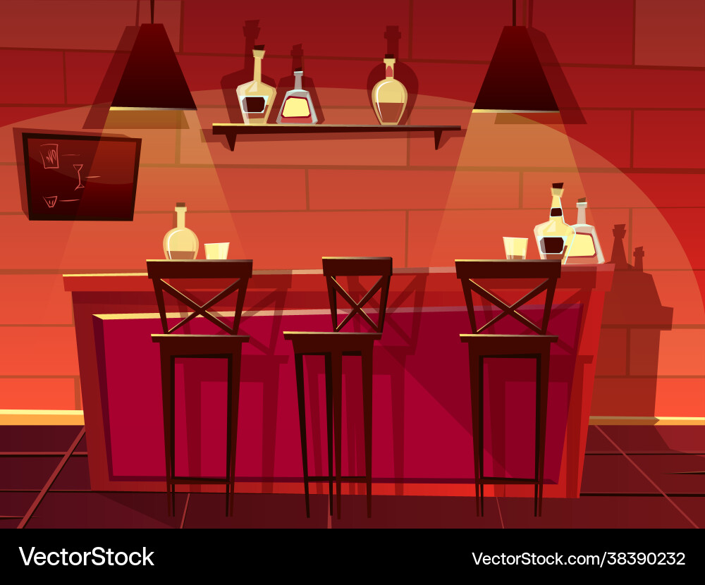 Bar pub counter interior cartoon Royalty Free Vector Image