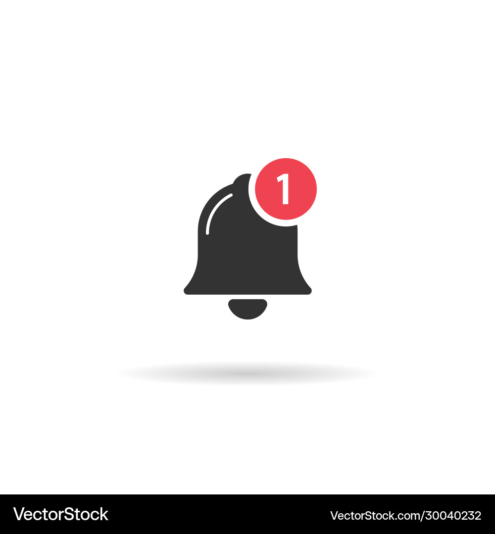 Bell icon 1 notification flat style symbol Vector Image