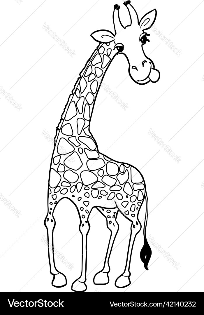 Cartoon giraffe outline Royalty Free Vector Image
