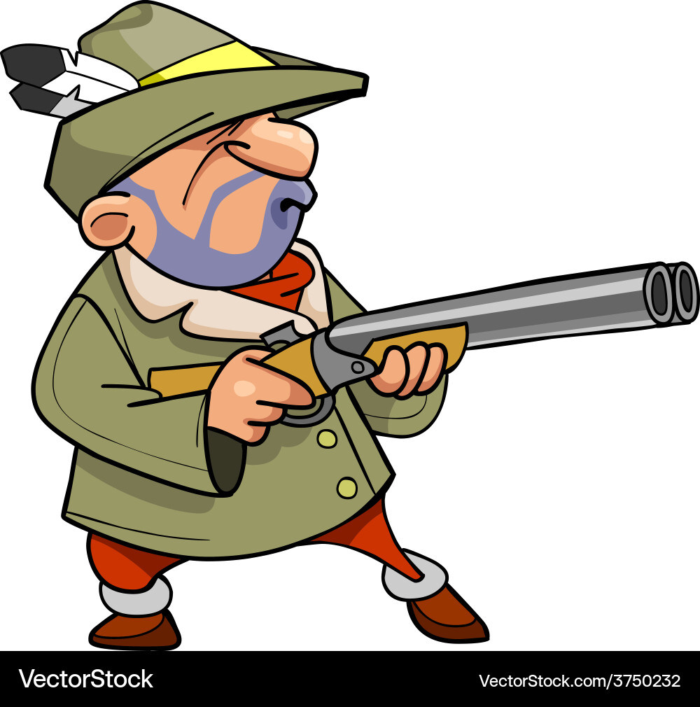 Cartoon Hunter with Rifle Royalty Free Vector Image