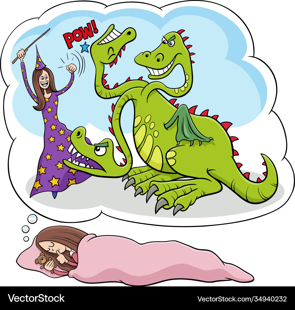 Cartoon sleeping young girl dreaming about Vector Image