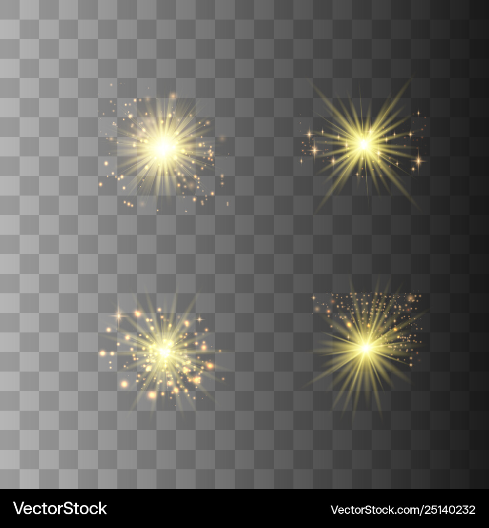 Gold glow light set Royalty Free Vector Image - VectorStock