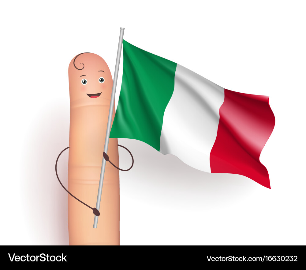 Italy flag at finger man Royalty Free Vector Image