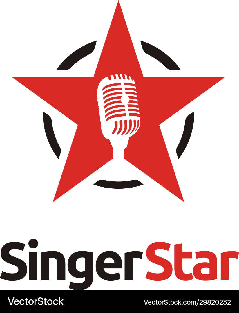 Karaoke sing vocal audition microphone star logo Vector Image