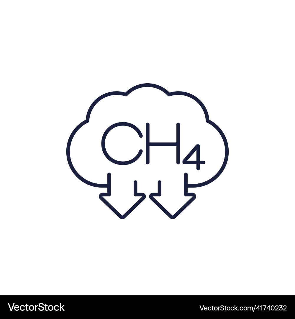 Methane emissions ch4 gas icon line Royalty Free Vector